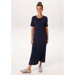 Maxikleid Aniston CASUAL, Damen, Gr. 36, N-Gr, blau, Jersey, Obermaterial: 47% Polyester, 47% Viskose, 6% Elasthan, unifarben, figurumspielend kn&ouml;chelfrei, Rundhals, Kleider Maxikleid, mit Seitenschlitzen