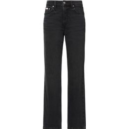 Straight-Jeans Calvin Klein Jeans "HGH RS STRGHT CK ESS", Damen, Gr. 30, L&auml;nge 30, midnight schwarz, Denim/Jeans, Obermaterial: 99% Baumwolle, 1% Elasthan, straight fit lang, Jeans Straight-Jeans, Mit G&uuml;rtelschlaufen