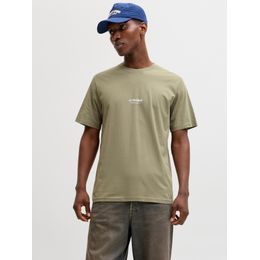 Jack & Jones T-Shirt JACK & JONES "JJESOHO TEE SS CREW NECK NOOS", Herren, Gr. S, vetiver, Single Jersey, Obermaterial: 100% Baumwolle, bedruckt, relaxed fit normal, Rundhals, Shirts T-Shirt, mit stylischen Print