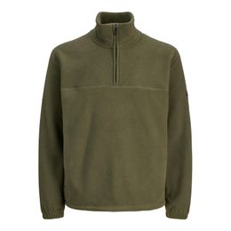 Jack & Jones Sweatshirt JACK & JONES "JCOPOINT FLEECE SWEAT HIGH NECK HALF ZIP", Herren, Gr. M, grape leaf, angeraute Sweatware, Obermaterial: 100% Polyester, unifarben, relaxed fit, Rundhals, Rippb&uuml;ndchen, Sweatshirts Sweatshirt