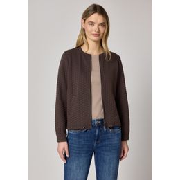 Cardigan Street One, Damen, Gr. 44, molten earth, Stoff, 70% Polyester, 25% Viskose, 5% Elasthan, Strukturmuster, normal normal, Rundhals, B&uuml;ndchen, Strickjacken, mit Struktur