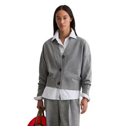 Marc O'Polo MARC O'POLO Damen Sweatjacke "mit Rippstrick-Bund"warm granite melange, Gr. M, unifarben, Obermaterial: 100% Baumwolle, Sweatjacken