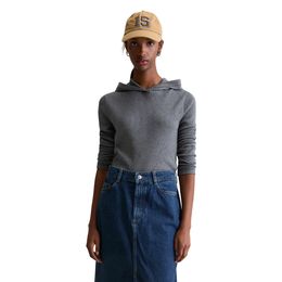 Marc O'Polo Damen Langarmshirt "aus weichem Rippjersey"asphalt melange, Basic, Gr. L, MARC O'POLO DENIM, unifarben, Obermaterial: 50% Baumwolle, 47% Modal, 3%