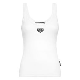 Tanktop Philipp Plein "Tank-Top", M&auml;dchen, Gr. S, wei&szlig; (01, wei&szlig;), Obermaterial: 48% Baumwolle, 48% Modal, 4% Elasthan, Tops Tanktop