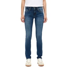 Skinny-fit-Jeans Mustang "Damen Style Quincy Skinny", Damen, Gr. 33, L&auml;nge 32, 702 mittelblau, Denim/Jeans, 95% Baumwolle, 3% Elastomultiester, 2% Elasthan, unifarben, skinny fit, Jeans