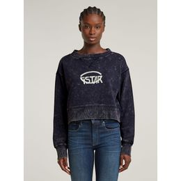 G-Star Raw G-STAR Damen Longpullover "Overdyed Cropped Logo Loose Sweatshirt"osaka blau gd, Gr. M, Obermaterial: 100% Baumwolle, Pullover