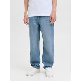 Jack & Jones Relax-fit-Jeans JACK & JONES JUNIOR "JJICHRIS JJORIGINAL SBD 192 NOOS JNR", Jungen, Gr. 140, N-Gr, blau (blau denim), Denim/Jeans, Obermaterial: 100% Baumwolle, unifarben, loose fit kn&ouml;chellang, Jeans