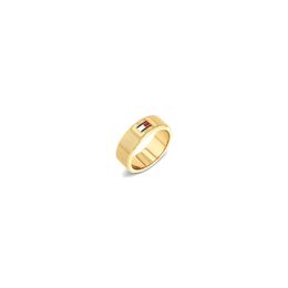 Fingerring Tommy Hilfiger "H-LINK" Gr. 64, gelbgoldfarben, rot, wei&szlig;, blau, Fingerringe, Herren, 64, Edelstahl, Fingerring, Emaille