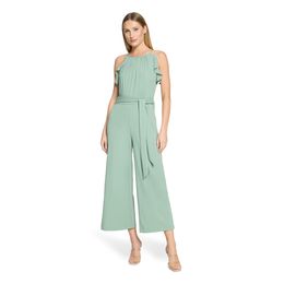 Overall Vera Mont "Damen mit Volant", Damen, Gr. 34, Normalgr&ouml;&szlig;en, foggy gr&uuml;n, Obermaterial: 95% Polyester, 5% Elasthan, festlich, figurumspielend, amerikanischer Ausschnitt, Overalls Overall, Bindeband