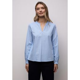 Langarmbluse Street One, Damen, Gr. 38, original blau, Web, 79% Baumwolle, 19% Polyamid, 2% Elasthan, gestreift, normal normal, Rundhals, elastischer Bund, Blusen, mit geschlitztem Rundhalsausschnitt