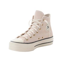 Sneaker Converse "CHUCK TAYLOR ALL STAR LIFT PLATFORM SUEDE", Damen, Gr. 38, schwarz (pale petal, natural ivory, schwarz), Leder, Schuhe Sneaker