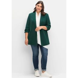 sheego Damen Longblazer mit Schalkragen, tiefgr&uuml;n, Gr&ouml;&szlig;e 54