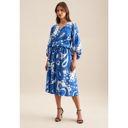 Midirock Seidensticker "Schwarze Rose", Damen, Gr. 40, blau, 65% Baumwolle, 35% Leinen, Paisley, normal, R&ouml;cke