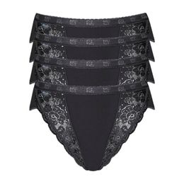 Tai-Slip Sloggi "Chic", Damen, Gr. 44, schwarz, Obermaterial: 95% Baumwolle, 5% Elasthan. Spitze: 71% Polyamid, 20% Baumwolle, 9% Elasthan, gemustert, unifarben, figurbetont, Unterhosen, hoher Beinausschnitt, feminin, Spitzeneins&auml;tze, weich, elastisch