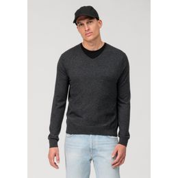 Strickpullover OLYMP "OLYMP Casual Strick", Herren, Gr. 3XL, grau (anthrazit), 85% Schurwolle, 15% Seide, Pullover Strickpullover
