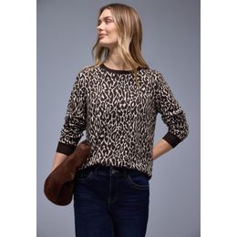 Street One Damen Langarmshirtmolten earth, Gr. 44, animal-print, Jersey, Obermaterial: 64% Polyester, 33% Viskose, 3% Elasthan, Shirts, im