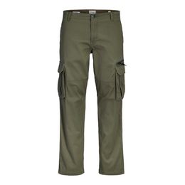 Jack & Jones Cargohose JACK & JONES "JPSTKANE DOVER ZIP CARGO SN", Herren, Gr. 32, L&auml;nge 34, olive night, Web, Obermaterial: 98% Baumwolle, 2% Elasthan, unifarben, Hosen Cargohose, mit Seitentaschen