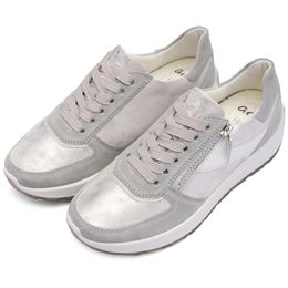 Ara Damen Plateausneaker "NEW YORK", Gr. 4hellgrau, wei&szlig;, Glattleder, Veloursleder, kontrastfarbene Details, Schuhe, Plateau, Freizeitschuh,