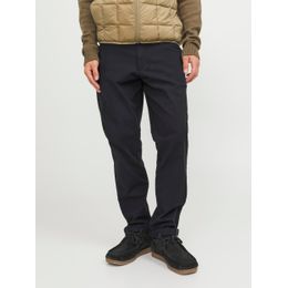 Jack & Jones Chinos JACK & JONES "JPSTMARCO JJFURY ANA", Herren, Gr. 28, L&auml;nge 30, schwarz (tap shoe), Web, Obermaterial: 98% Baumwolle, 2% Elasthan, unifarben, slim fit normal, Hosen