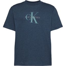 T-Shirt Calvin Klein Jeans "SS Hero Monologo Tee 20s", Herren, Gr. L, nearly navy heather b8289, Web, Obermaterial: 100% Baumwolle, regular fit normal, Rundhals, eingesetzt abgesteppte Kante, Shirts T-Shirt, Mit Rundhalsausschnitt, regular fit