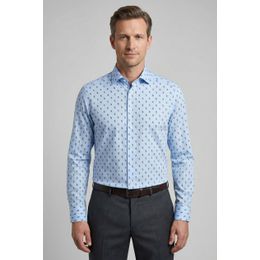 Langarmhemd OLYMP, Herren, Gr. 42, N-Gr, bleu, Web, Obermaterial: 100% Baumwolle, comfort fit, 2-Knopf-Manschette, Hemden, Businesshemd, comfort fit, New-Kentkragen