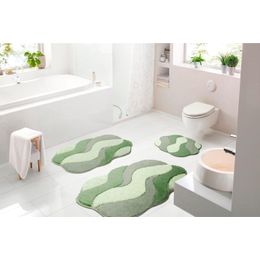 Badematte Grund Gr. 1, gr&uuml;n, rund (50cm x 55cm ) WC-Vorleger ovalmit Ausschnitt, 1 Stk., Badematten, Badematte