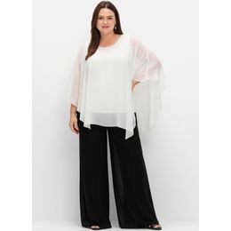 sheego Damen Palazzohose aus Chiffon, im Lagenlook, schwarz, Gr&ouml;&szlig;e 40