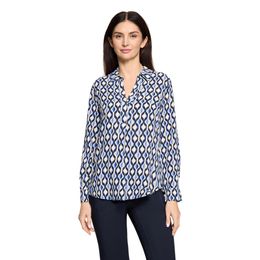 Schlupfbluse Betty Barclay "Damen langarm", Damen, Gr. 44, blau, wei&szlig;, Obermaterial: 100% Viskose, l&auml;ssig geschnitten normal, V-Ausschnitt, Blusen Schlupfbluse