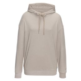 Kapuzensweatshirt Lascana, Damen, Gr. 44/46, taupe, Interlock, Obermaterial: 100% Baumwolle, unifarben, Basic, Sweatshirts, mit goldenem Piping