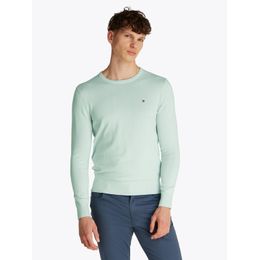 Rundhalspullover Tommy Hilfiger "ESSENTIAL COTTON CREW NECK", Damen, Gr. L, minty essence heather, Pullover Rundhalspullover, 100% Baumwolle Crewneck Regular Fit Premium Mode