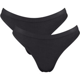 Tanga Sloggi "GO Sense", Damen, Gr. L, schwarz, Single Jersey, Obermaterial: 88% Modal, 12% Elasthan, figurbetont, Unterhosen Tanga, Modalmix, nahtlos, flacher Saum, elastisch, weich