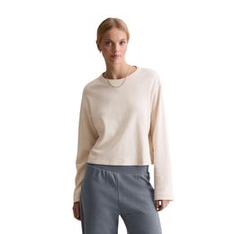 Marc O'Polo Langarmshirt MARC O'POLO DENIM "aus Heavy Jersey", Damen, Gr. XL, beige (desert melange), Obermaterial: 100% Baumwolle, unifarben, Basic, relaxed fit, Rundhals, normaler Saum, Shirts Langarmshirt