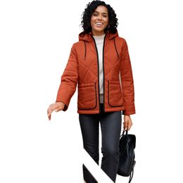 Damen Steppjacke mit Kontrast-Details rostrot-schwarz, Gr&ouml;&szlig;e 52