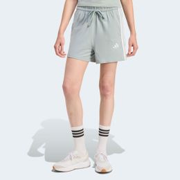 Shorts adidas Sportswear "W 3S SJ SHO", Damen, Gr. L, N-Gr, wonder sage, wei&szlig;, Obermaterial: 93% Baumwolle, 7% Elasthan, Hosen Shorts