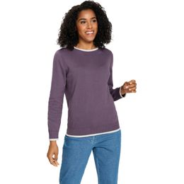 Damen Langarm-Pullover in Baumwoll-Qualit&auml;t feige-ecru, Gr&ouml;&szlig;e 50