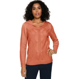 Damen Langarm-Pullover mit Umlegekragen papaya, Gr&ouml;&szlig;e 40
