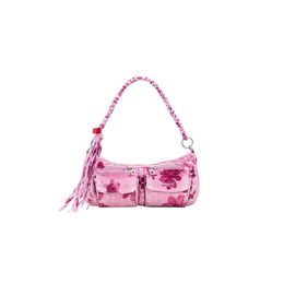 Desigual Medium denim bag with flowers Damen Gr&ouml;&szlig;e One Size pink / altrosa