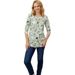 Damen Longshirt in A-Form eucalyptus-ecru-bedruckt, Gr&ouml;&szlig;e 38