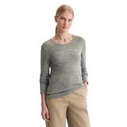 Marc O'Polo MARC O'POLO Damen Langarmshirt "aus Slub Jersey"warm granite melange, Basic, Gr. S, unifarben, Obermaterial: 100% Baumwolle, Shirts