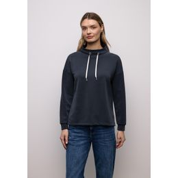 Street One Damen Langarmshirtshadowed navy, Gr. 34, unifarben, Stoff, 46% Modal, 46% Polyester, 8% Elasthan, Shirts, mit Kordelzug und Schleife