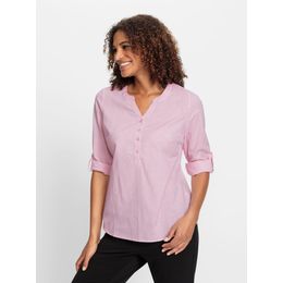 Schlupfbluse Casual Looks, Damen, Gr. 40, rosa (ros&eacute;), 100% Baumwolle, unifarben, Rundhals, Blusen Schlupfbluse