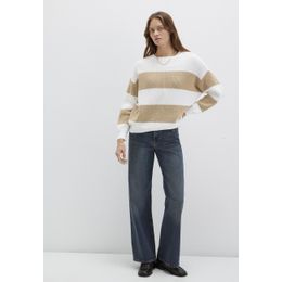 Strickpullover Mavi "STRIPED SWEATER", Damen, Gr. L, antique wei&szlig;, Grobstrick, 100% Baumwolle, oversize normal, Rundhals, normaler Saum, Pullover Strickpullover, Pullover gestreift