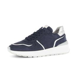 Sneaker Gabor "Sneaker low Materialmix Leder", Damen, Gr. 37,5, blau, Schuhe Sneaker