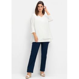 sheego Damen Blusenshirt mit Zipfelsaum, offwhite, Gr&ouml;&szlig;e 52/54