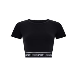 T-Shirt Plein Sport "Fleece Cropped T-Shirt", Damen, Gr. L, 02, schwarz, Obermaterial: 69% Polyamid, 31% Elasthan, Shirts T-Shirt
