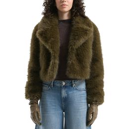 QS Damen Jackenblazerwei&szlig;, Gr. S, Fellimitat, Web, Obermaterial: 100% Polyester. Futter: 100% Polyester, Blazer, in Felloptik