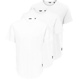 Only & Sons Rundhalsshirt ONLY & SONS "ONSMATT LONGY SS TEE 3-PACK", Herren, Gr. M, wei&szlig;, Single Jersey, Obermaterial: 100% Baumwolle, unifarben, relaxed fit normal, Rundhals, Shirts Rundhalsshirt