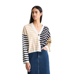 Marc O'Polo Cardigan MARC O'POLO DENIM "aus Soft Cotton Stretch", Damen, Gr. L, sanftes wei&szlig;, Obermaterial: 58% Baumwolle, 25% Polyamid, 17% Polyester, unifarben, relaxed fit, V-Ausschnitt, B&uuml;ndchen, Strickjacken