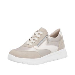 Keilsneaker Remonte, Damen, Gr. 38, beige, creme, Lederimitat, Schuhe, Schn&uuml;rschuh, Halbschuh, Casual-Sneaker mit seitlichem Rei&szlig;verschluss