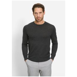 Strickpullover OLYMP "OLYMP Casual Strick", Herren, Gr. L, anthrazit, 85% Schurwolle, 15% Seide, Pullover Strickpullover